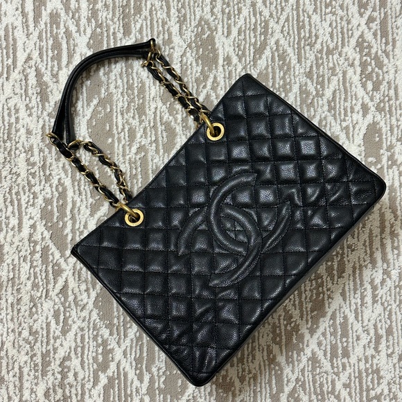 CHANEL | Bags | Copy Chanel Black Caviar Grand Shopping Tote Gst ...